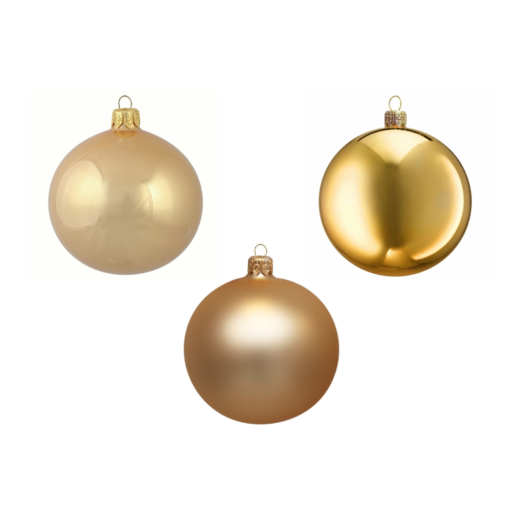 Set de trois boules de Noël en or | Decor-by-Glassor.cz