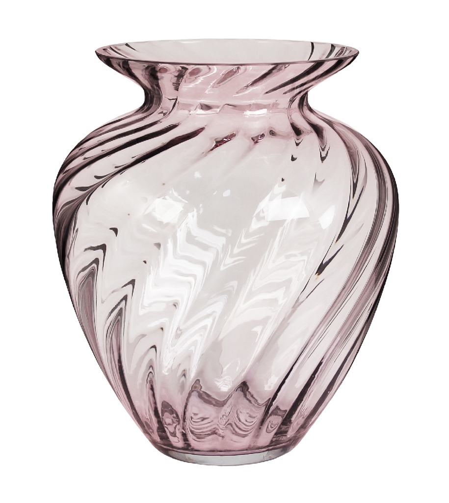 Vase en verre rose en torsade | Decor-by-Glassor.cz